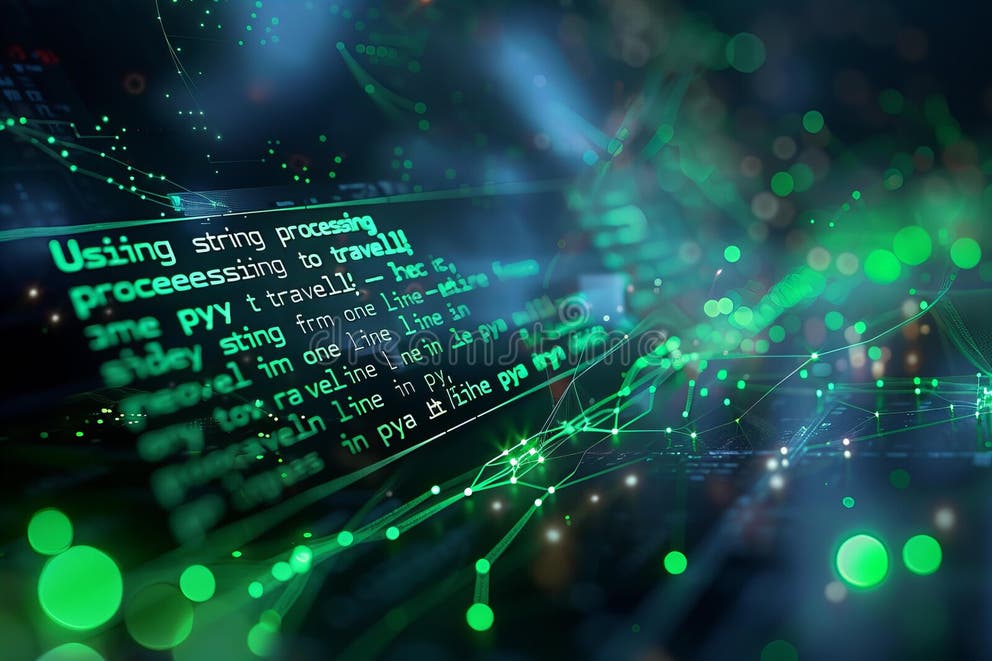 Depicting a Closeup of Computer Code on the Screen, with "using String ...