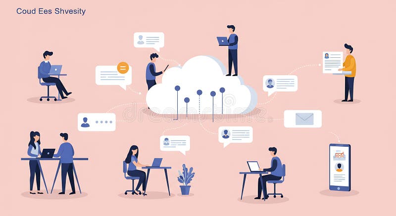 Illustration Depicting a Cloud Computing Concept. Central Cloud Icon ...