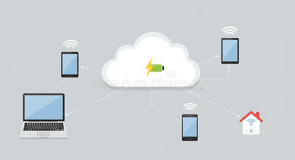 Illustration Depicting Cloud Computing Connectivity. Central Cloud Icon ...