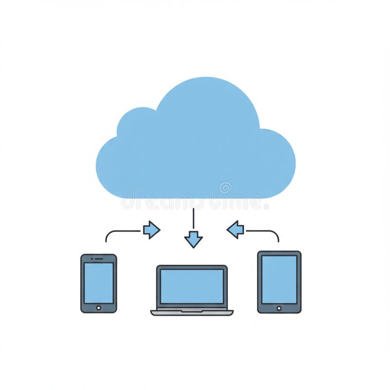 Illustration Depicting Cloud Computing. a Large Blue Cloud Icon at the ...
