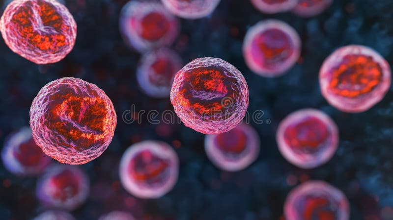 Illustration Depicting a Cluster of Cancer Cells with Detailed Cellular ...
