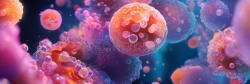 Illustration Depicting a Cluster of Cancer Cells Under Microscope for ...