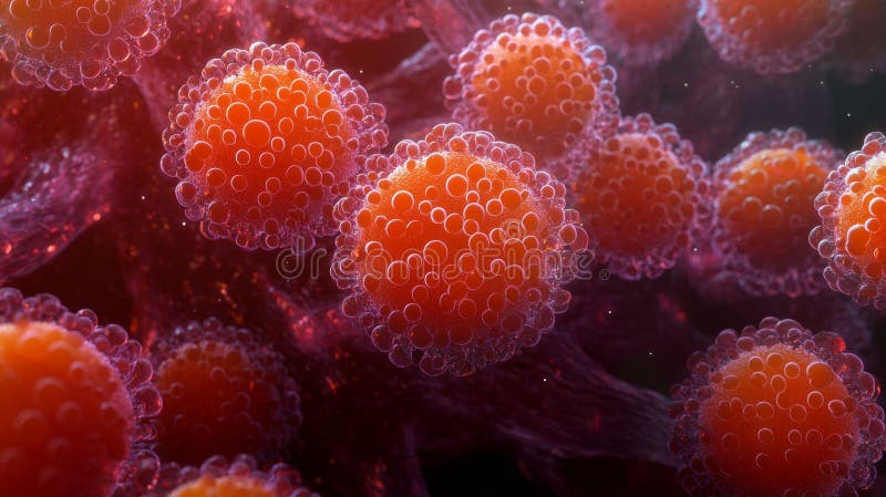 Illustration Depicting a Cluster of Cancer Cells Under Microscope for ...