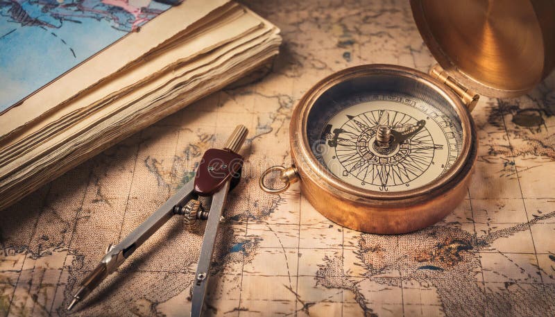 Cartography and Map Making, Featuring Elements Like Maps, Compasses ...