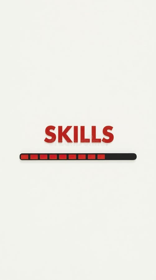 Skills Progress Bar Concept with Red Text on White Background Stock ...