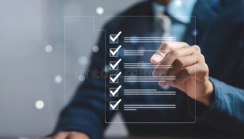 Using and Completing a Checklist, Featuring Elements Like Checkmarks ...