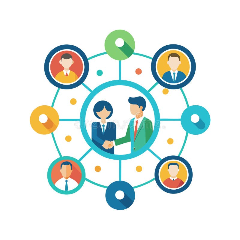 Connected Business Network with Handshake, Teamwork, and Collaboration ...