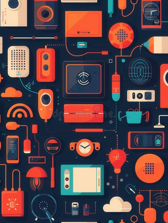 Illustration Depicting a Connected Network of Smart Home Devices ...