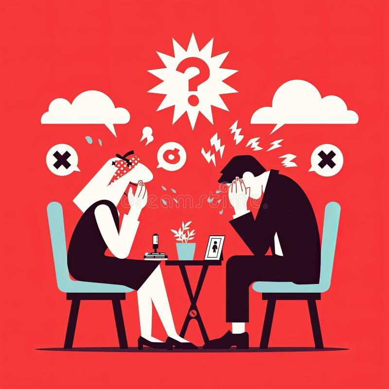 Illustration Depicting Couples Therapy and Relationship Challenges ...