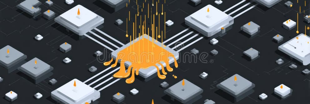 Illustration Depicting CPU Overheating and Melting with Open Top ...