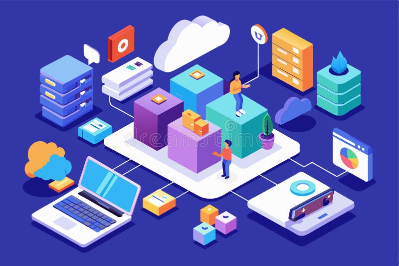 Illustration Depicting Customizable Cloud Sync with Various Digital ...