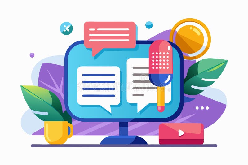 Speech To Text Computer Stock Illustrations – 1,814 Speech To Text ...