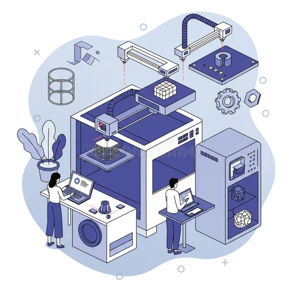 Illustration Depicting a 3D Printing Setup. Central Feature is a Large ...