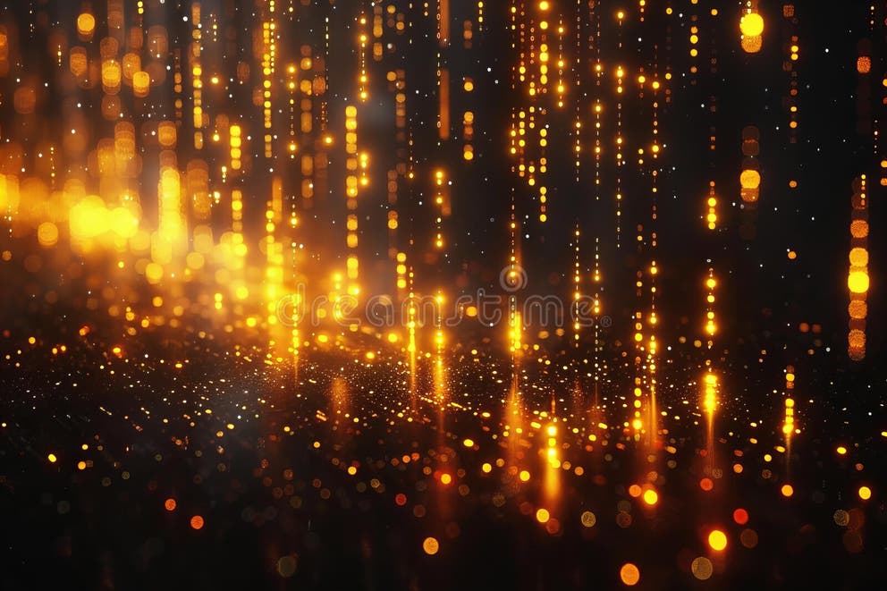 Depicting a Digital Art Piece Featuring an Array of Golden Binary Code ...