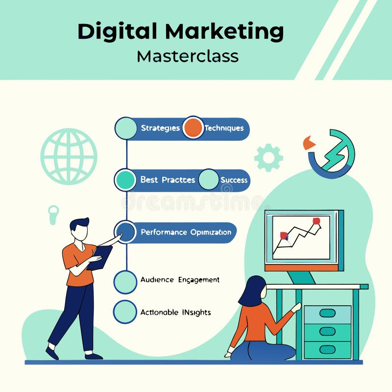 Digital Marketing Masterclass Illustration with Business Growth ...