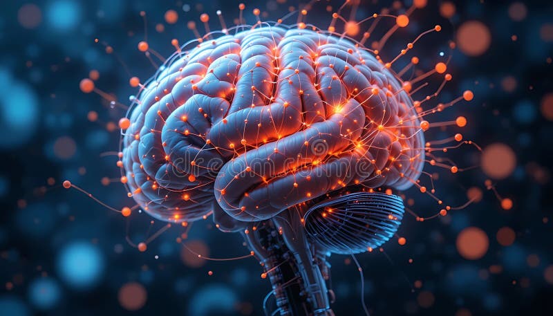 Abstract Illustration of Human Brain with Neural Network Connections ...