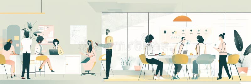 Collaborative Workplace Illustration an Illustration Depicting a ...