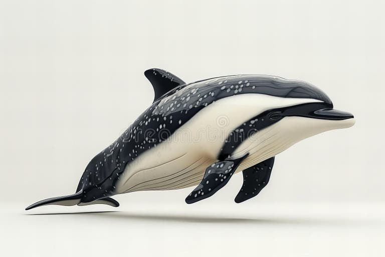 Depicting a of a Dolphin, Full Body, on a Solid Stark White Background ...