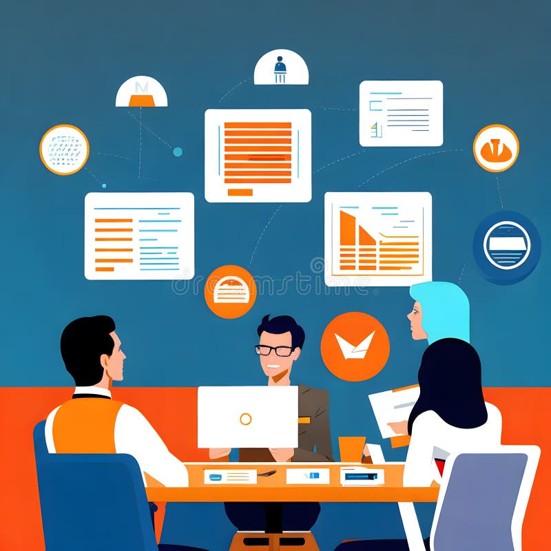 Depicting an Employee S Office Work through Illustration Stock ...