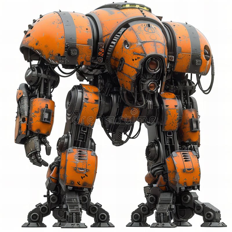 Depicting a Expressionism Art Style , Robot Design , Isolated on White ...