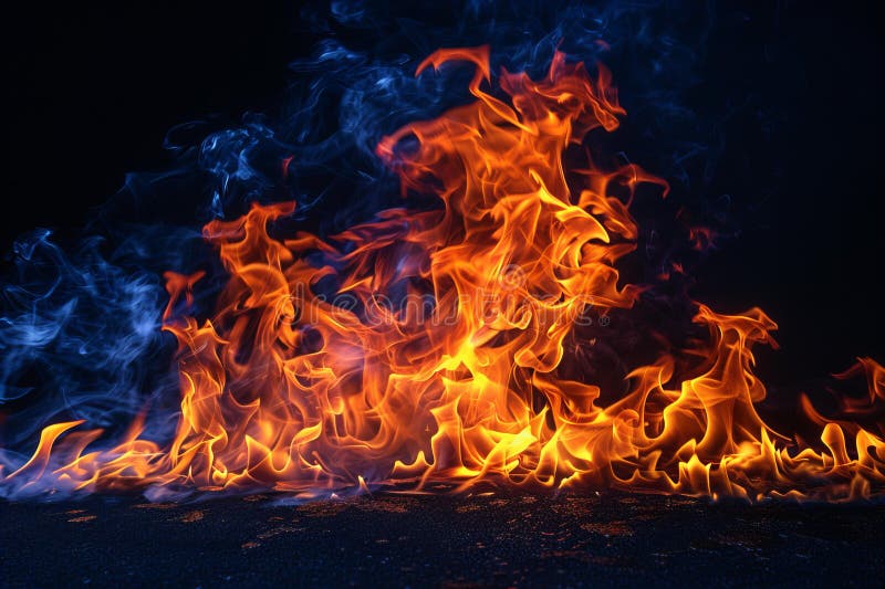 Depicting a Flame of Fire Isolated on Black Background, High Resolution ...