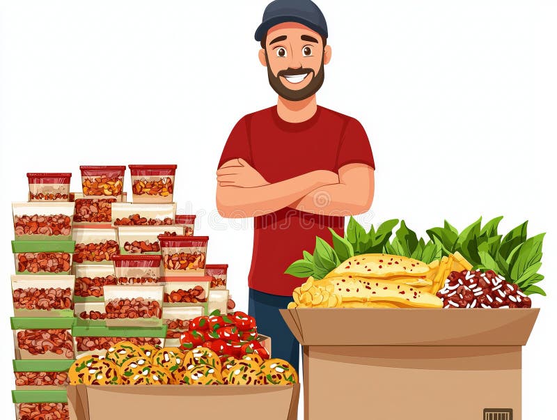 An Illustration Depicting a Food Production Worker Engaged in ...