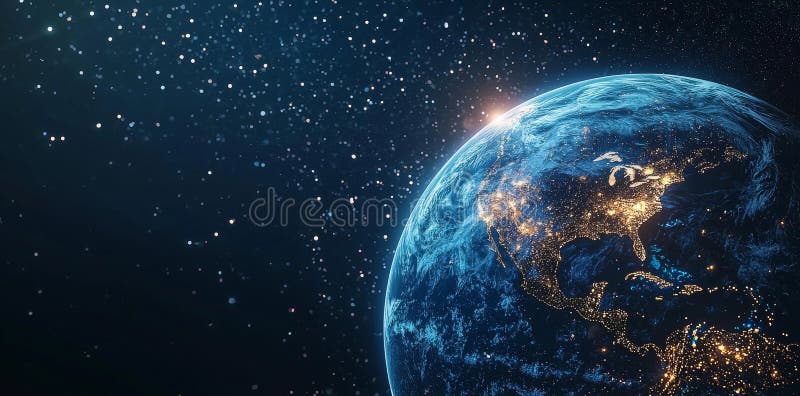 An Illustration Depicting a Futuristic Blue Digital Globe with a Grid ...