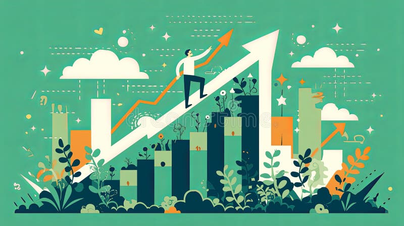 Illustration Depicting Growth and Success through Progress and ...