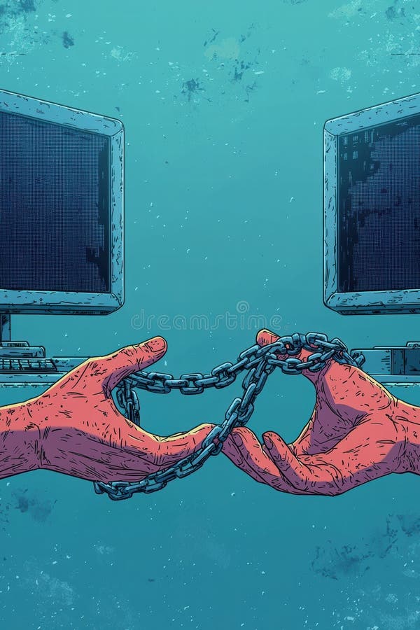 Illustration Depicting Hands in Chains Giving a Sense of Confinement ...