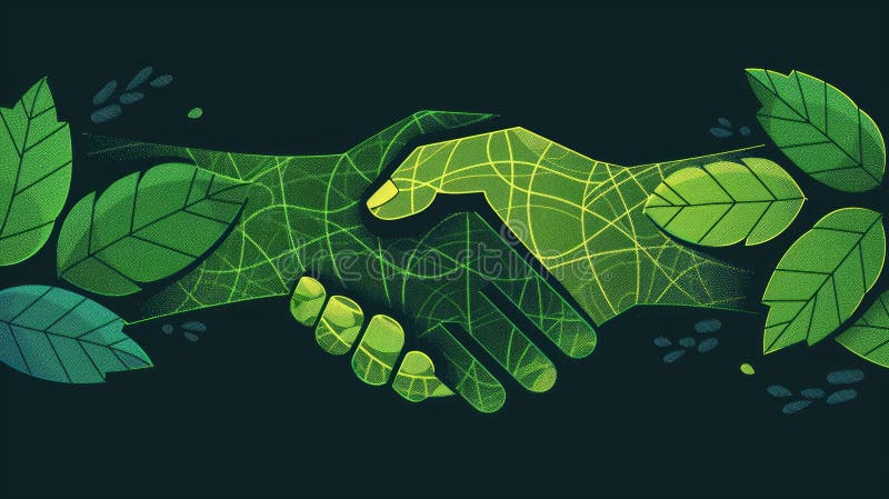 Eco-Friendly Green Business Handshake Illustration Stock Image - Image ...