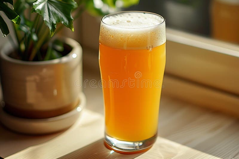 Depicting a Image of a Bright Glass of Orange Beer, High Quality, High ...