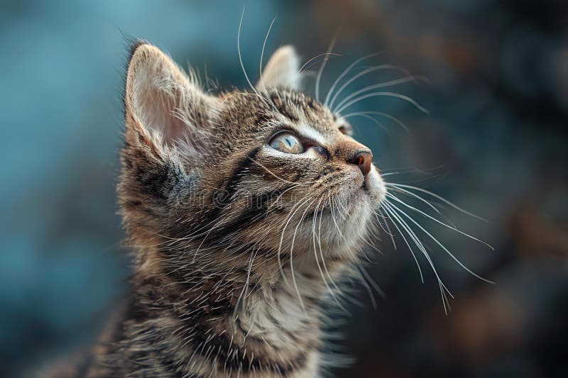 Depicting a Image of a Small Kitten Looking Up, High Quality, High ...