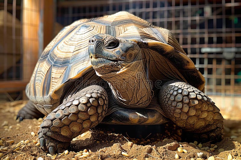 Depicting a Large Tortoise Sitting in an Enclosure, High Quality, High ...