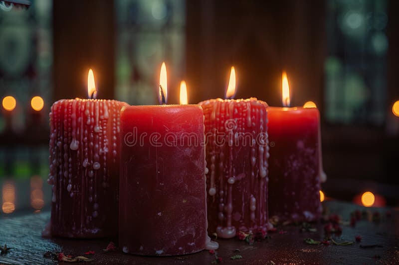 Depicting a Lit Candles in the Dark at the Altar, High Quality, High ...