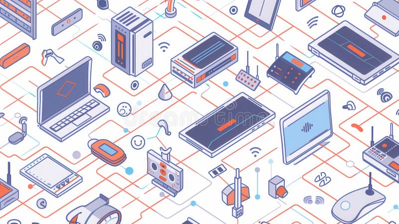 An Illustration Depicting a Modern Network with Various Devices ...