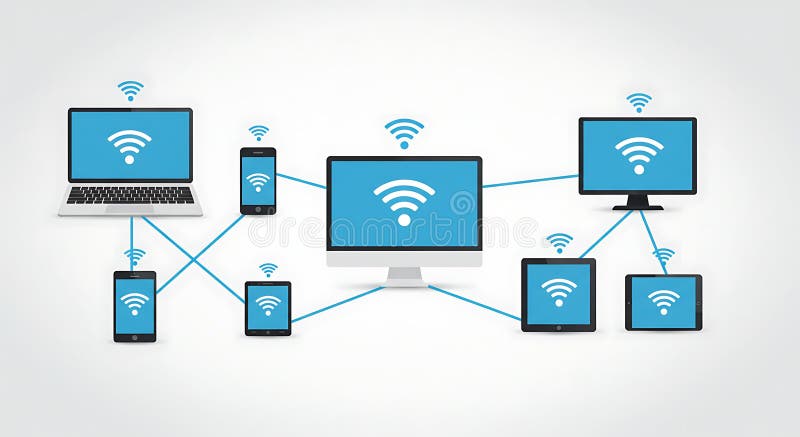 Illustration Depicting a Network of Digital Devices Connected ...