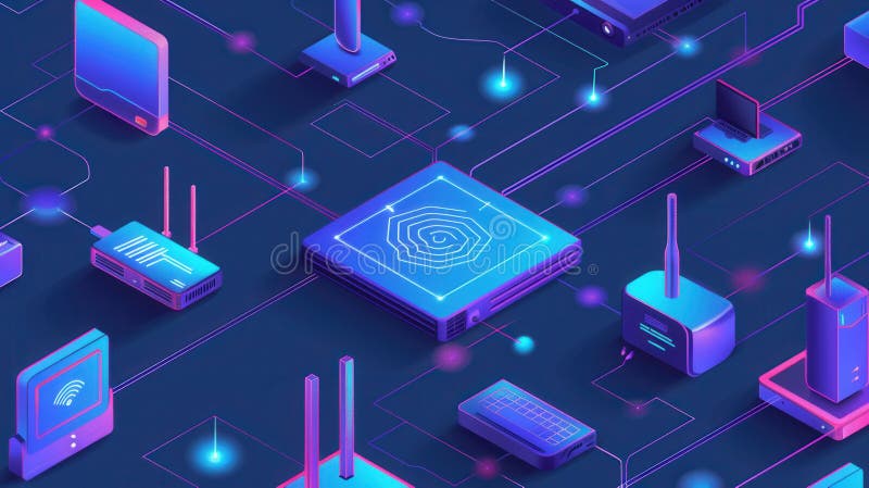 An Illustration Depicting a Network of Various Devices, Including ...