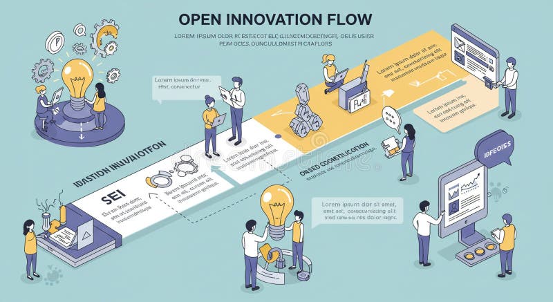 Illustration Depicting an Open Innovation Process. Features Include ...