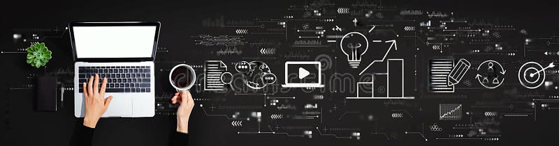 Content Marketing Concept: Person Using Laptop Computer Stock ...