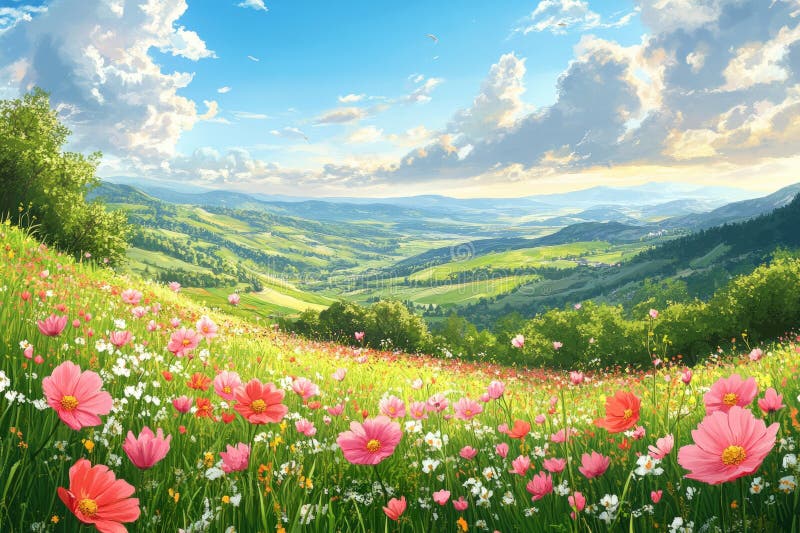 An Illustration Depicting the Pleasant Weather Typical of Spring Stock ...