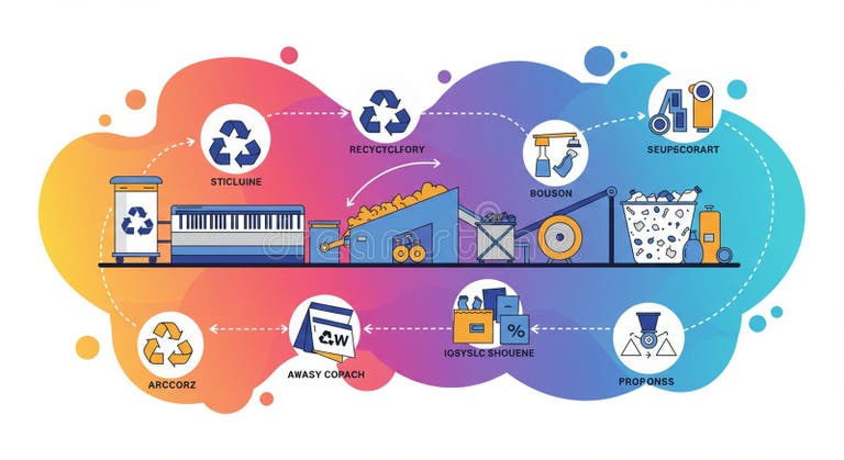 Illustration Depicting a Recycling Process Flowchart with Various ...