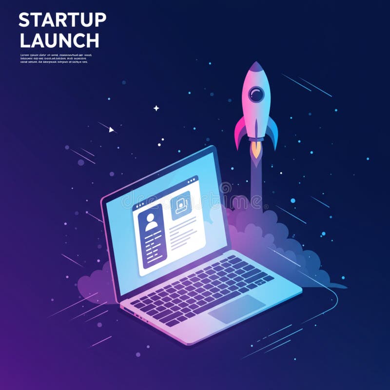 Illustration Depicting a Rocket Launching into Space, Symbolizing a ...