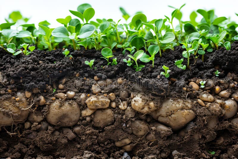Illustration Depicting Root Development in a Soil Crosssection for ...