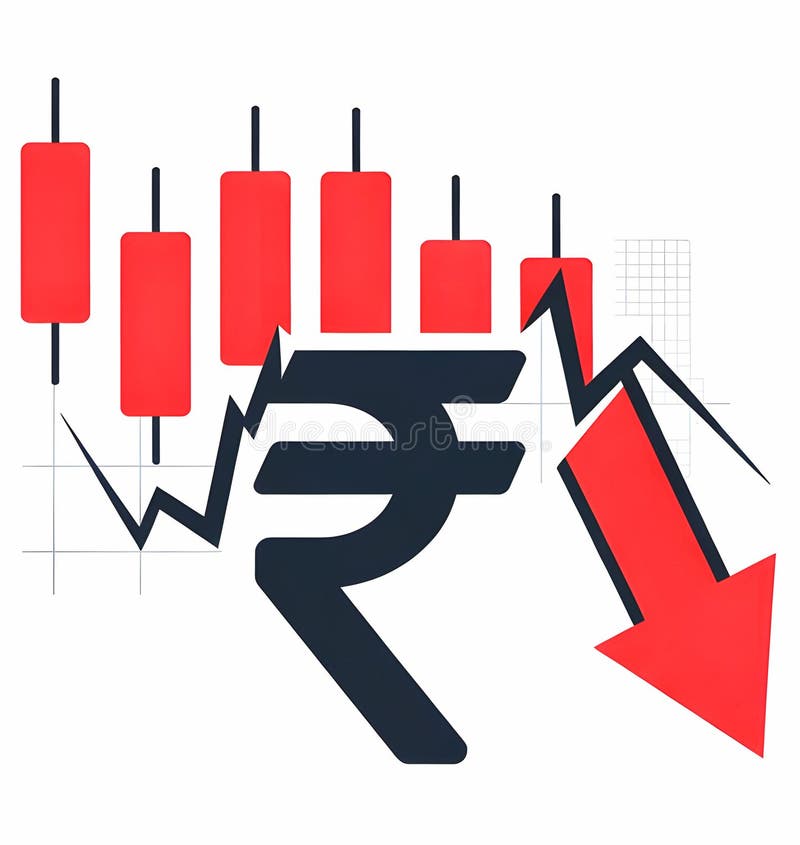 Indian Rupee Decline – Financial Market Fall Concept Stock Illustration - Illustration of ...