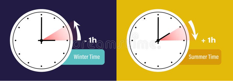 Illustration Depicting the Shift in Clock Time between Seasons Stock ...