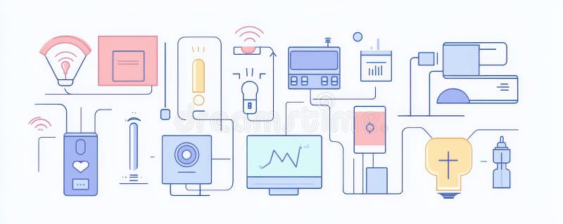 Flat Design Illustration of Smart Home Technology with Interconnected ...