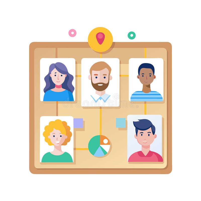 Team Collaboration Board Illustrating Project Connectivity and Data ...