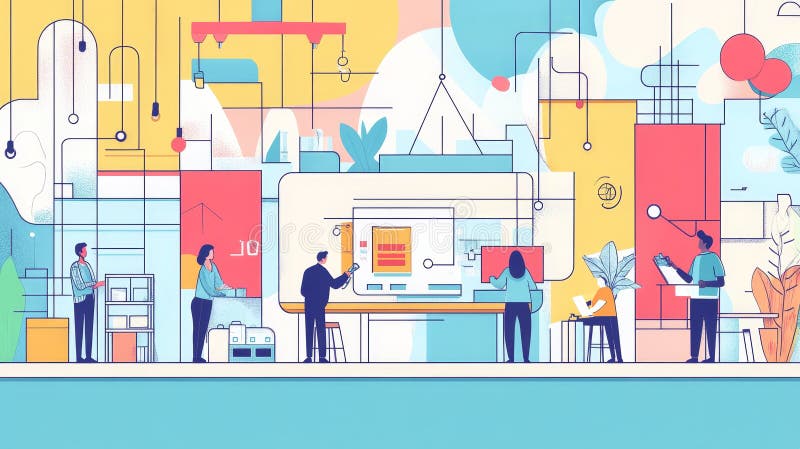 A Illustration Depicting a Team of Individuals Collaborating in a ...
