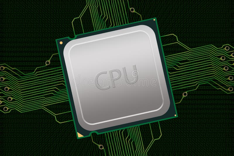 Generic CPU with Electrical Connections & Data Stock Illustration ...