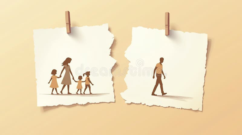 Illustration of Torn Family Photograph on Gradient Background Stock ...